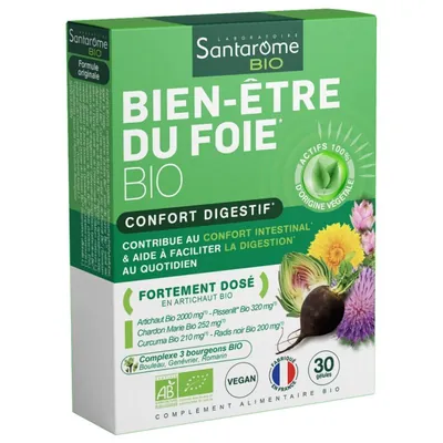 Bien-Etre du Foie Bio 30 gélules Confort Digestif Santarome au Meilleur ...